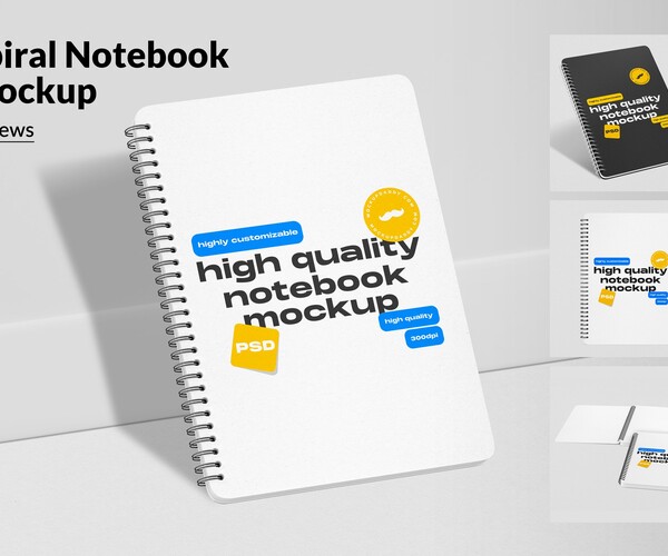 ArtStation - Rounded Corners Spiral Notebook Mockup - A4 | Artworks