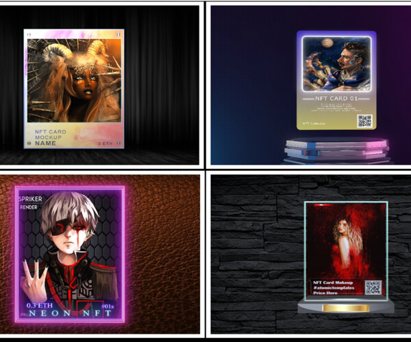 ArtStation - 4 in 1 Unique NFT trading Cards Template Photoshop | Artworks
