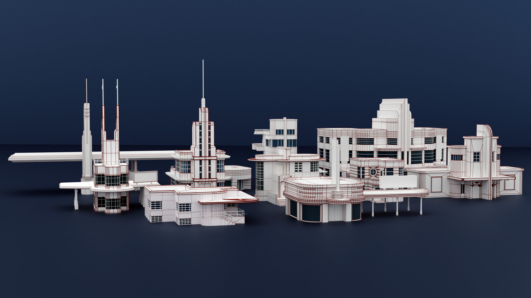 ArtStation - Collection of buildings in the style of Streamline modern ...