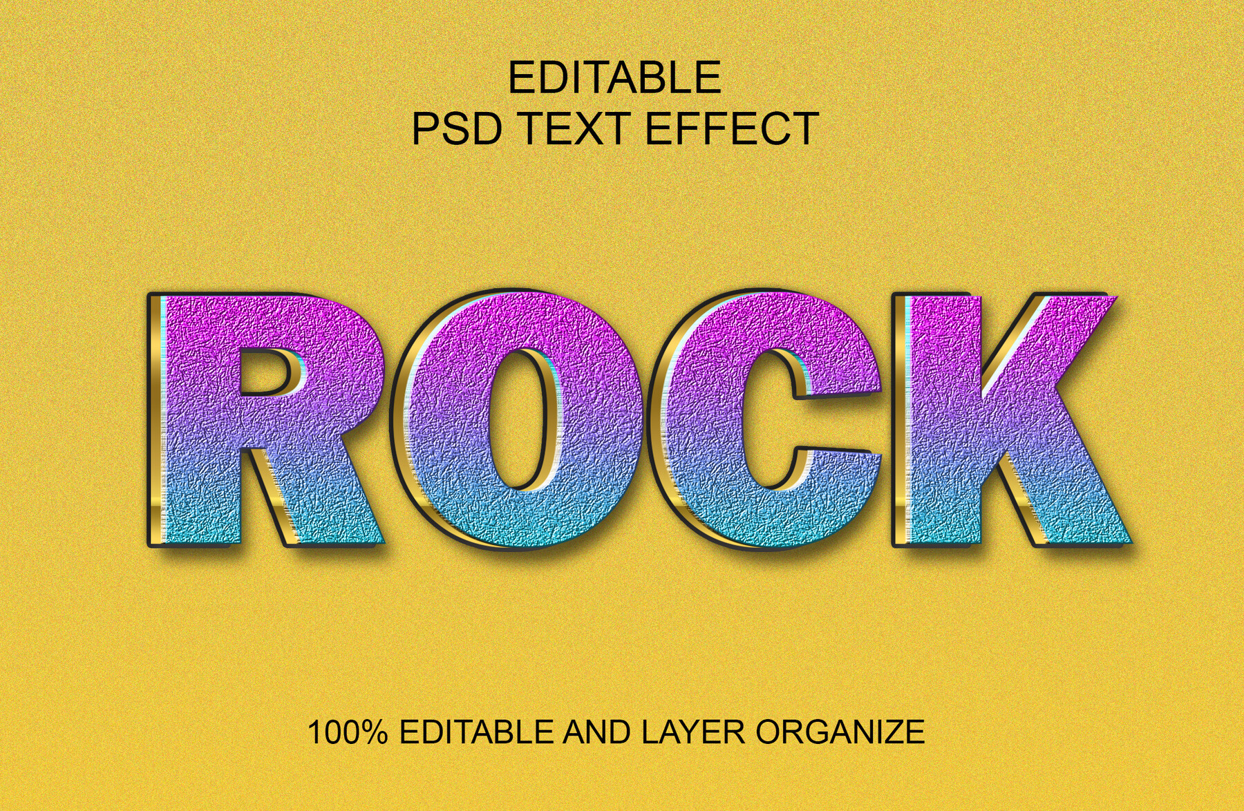 ArtStation - 3D Rock. PSD fully editable text effect. Layer style PSD ...