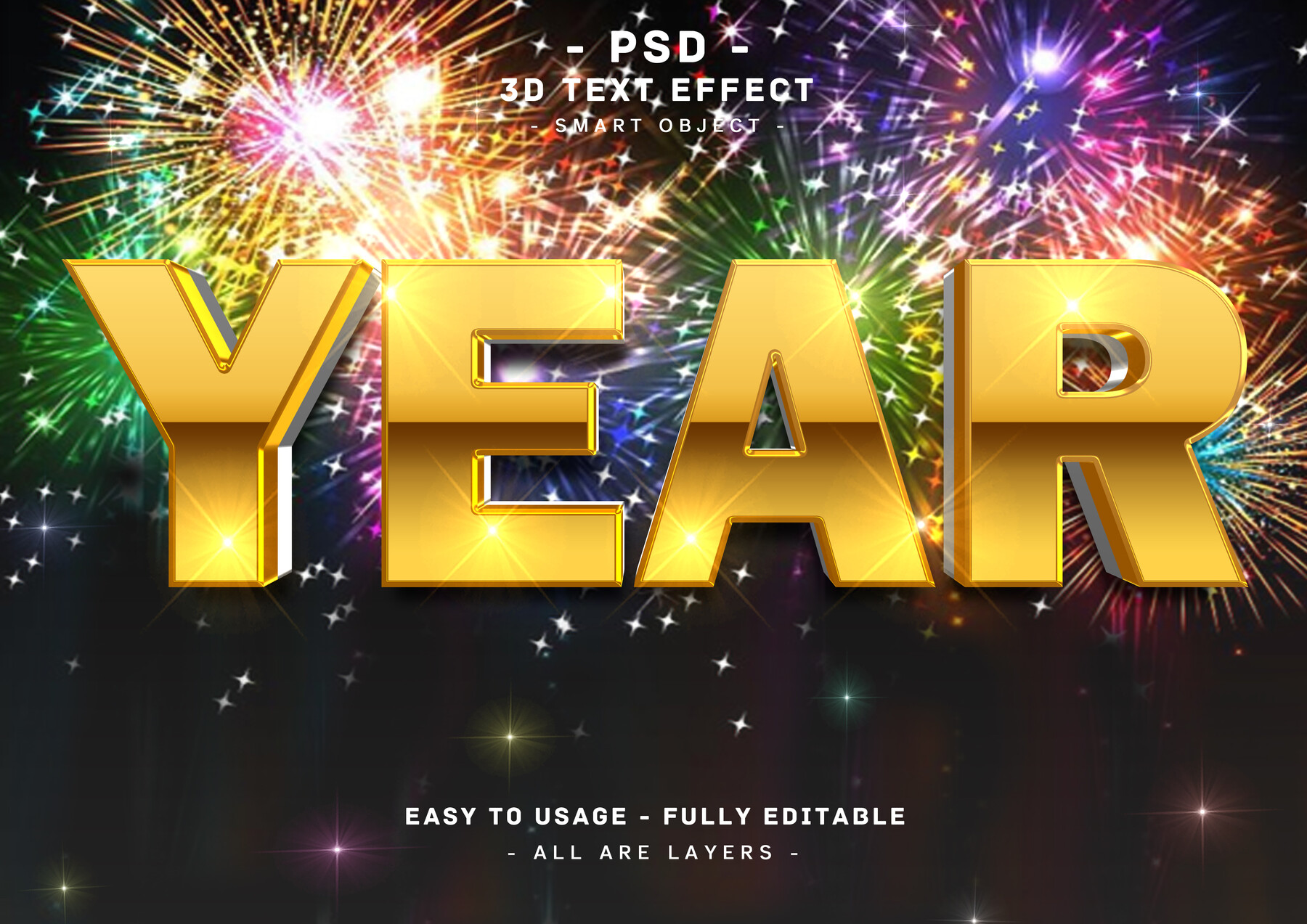 ArtStation - 3D Year. PSD fully editable text effect. Layer style PSD ...