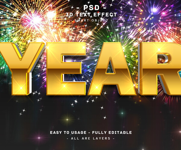 ArtStation - 3D Year. PSD fully editable text effect. Layer style PSD ...