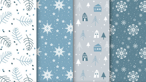 ArtStation - Winter vector patterns, EPS and AI Template File | Artworks