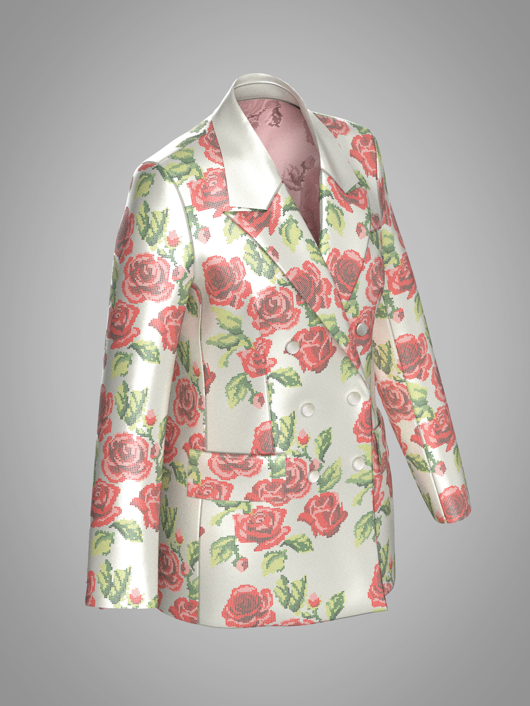 ArtStation - 3D ROSE PATTERNED BLAZER / WOMEN | Resources