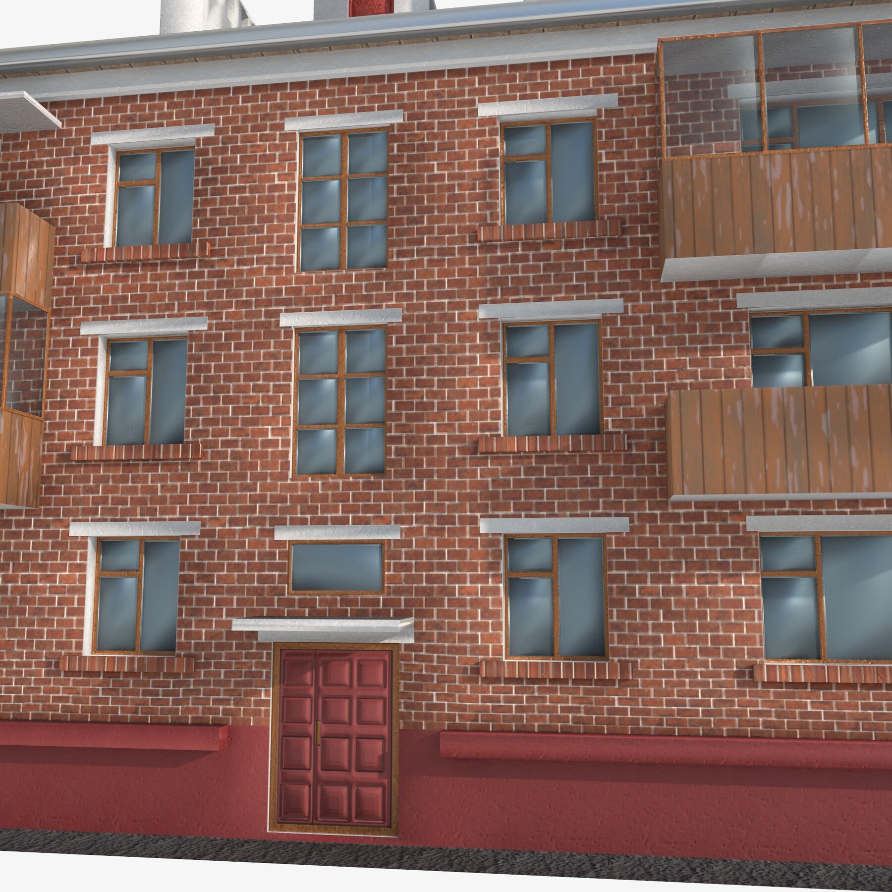 ArtStation - house red brick v2 | Game Assets