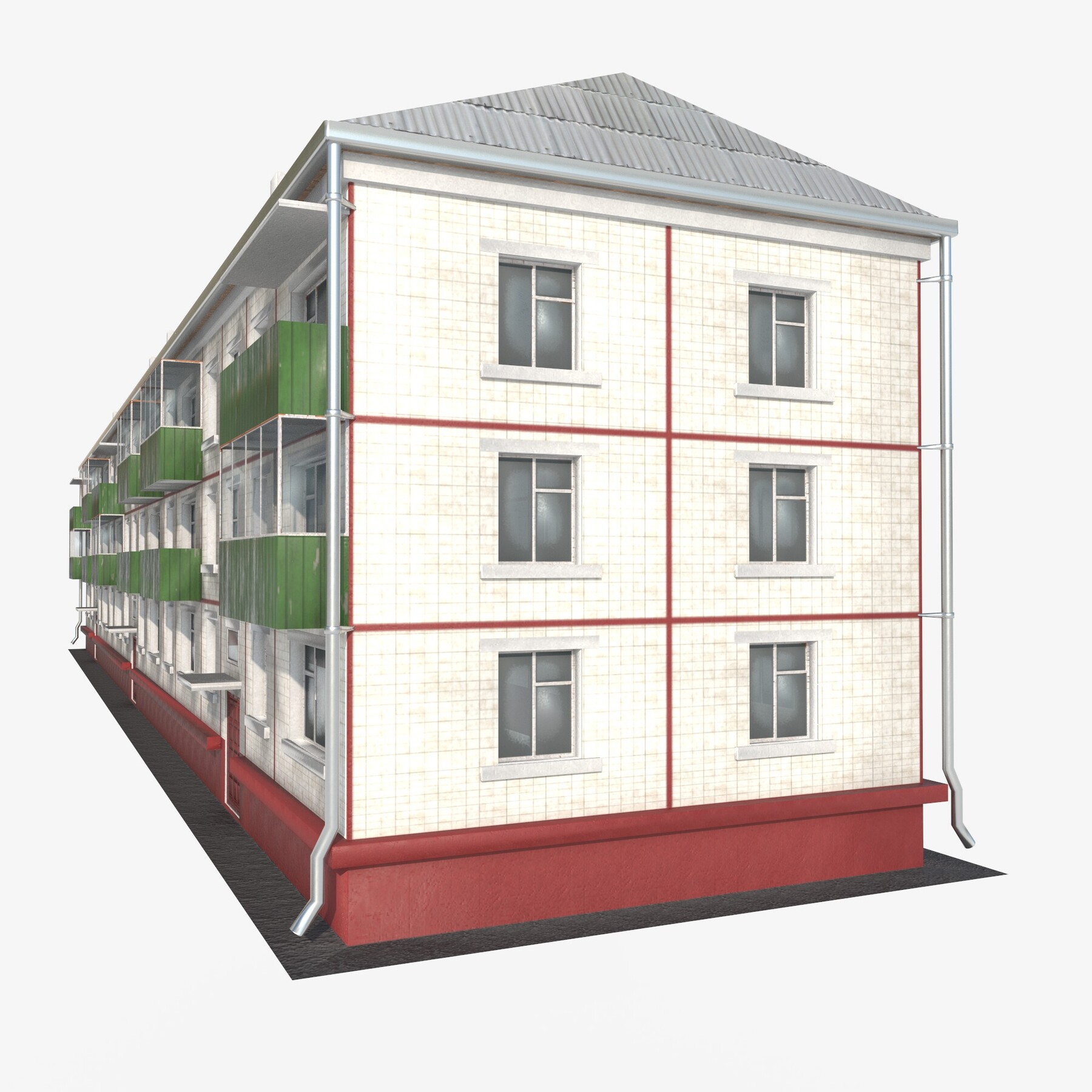 ArtStation - residential building with tiles on the facade | Game Assets