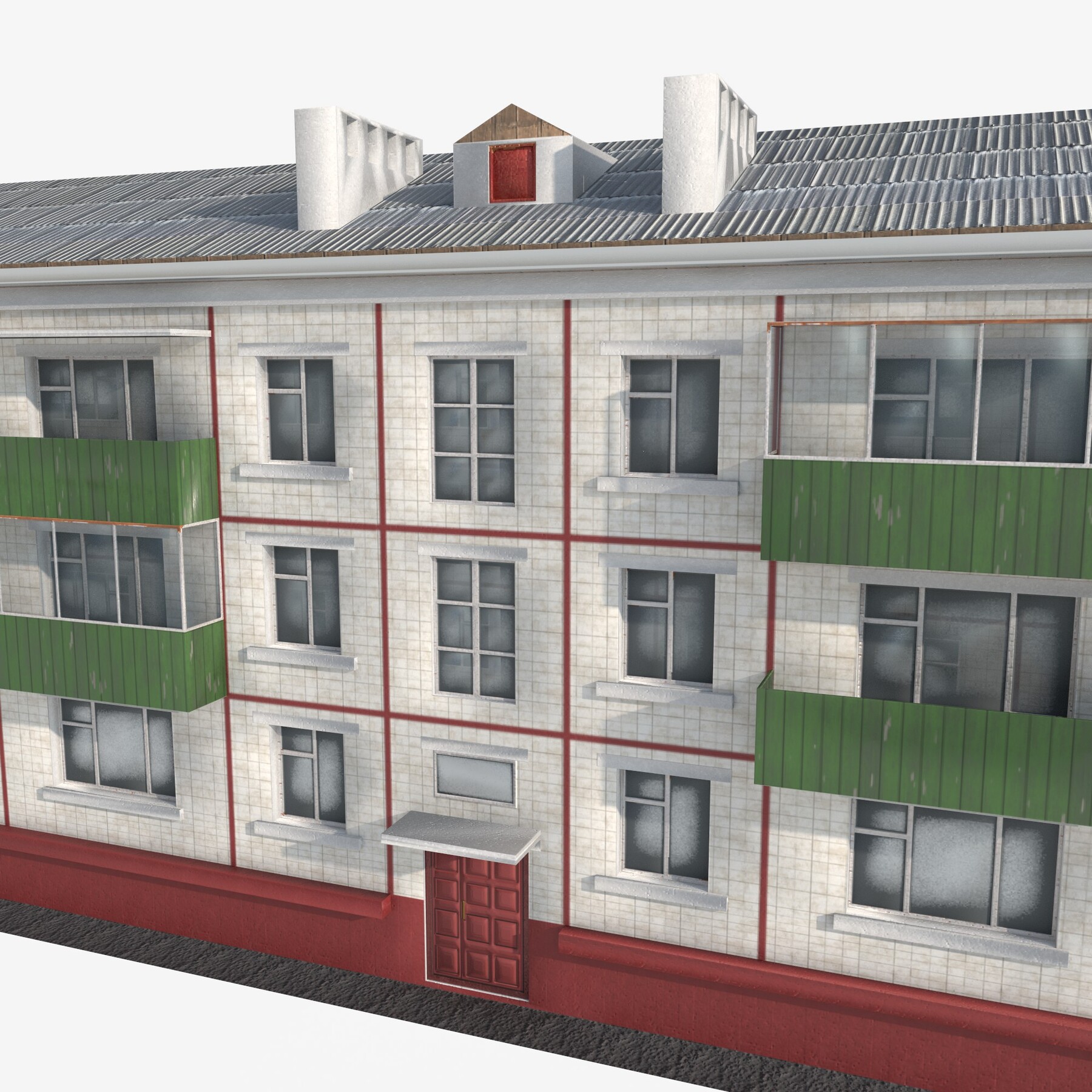ArtStation - residential building with tiles on the facade | Game Assets