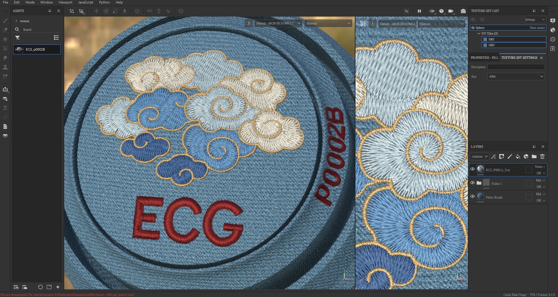 ArtStation - EmbroideryCG Pattern 0002B Propitious Clouds SP tools ...