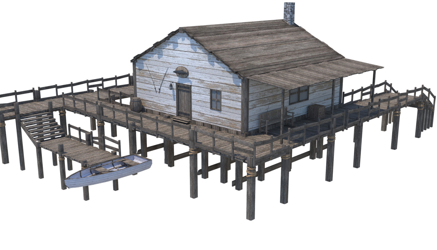 ArtStation - Package Rustic Wooden Houses with interiors | Game Assets