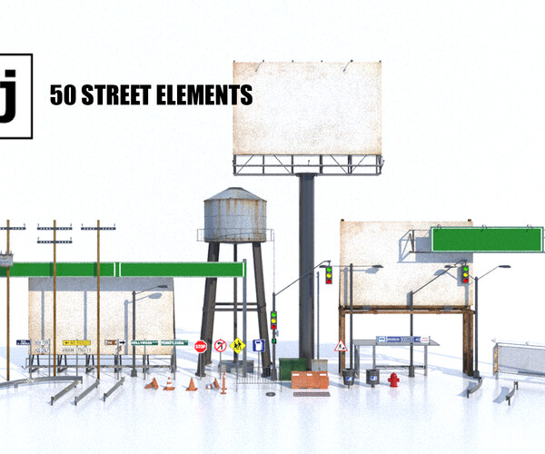 ArtStation - Street Elements Package JJ | Game Assets