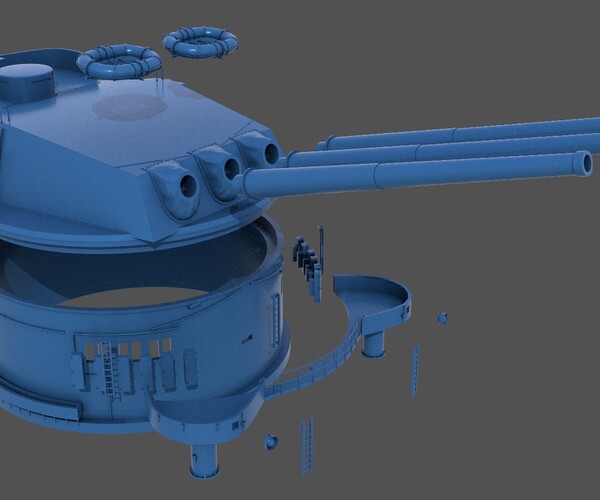 ArtStation - 381mm WW2 Italian turret n2 1/200 scale - 3D PRINTING ...