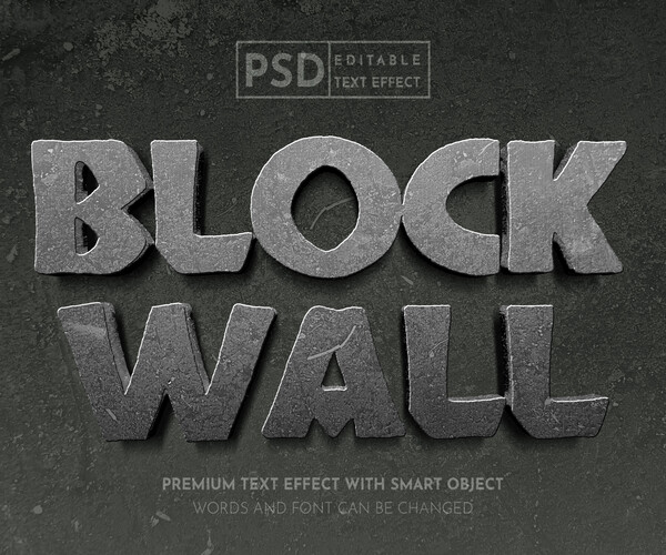 ArtStation - Block Wall. PSD fully editable text effect. Layer style ...
