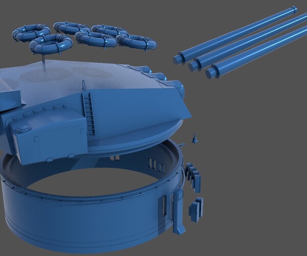 ArtStation - 381mm WW2 Italian turret n3 1/200 scale - 3D PRINTING ...