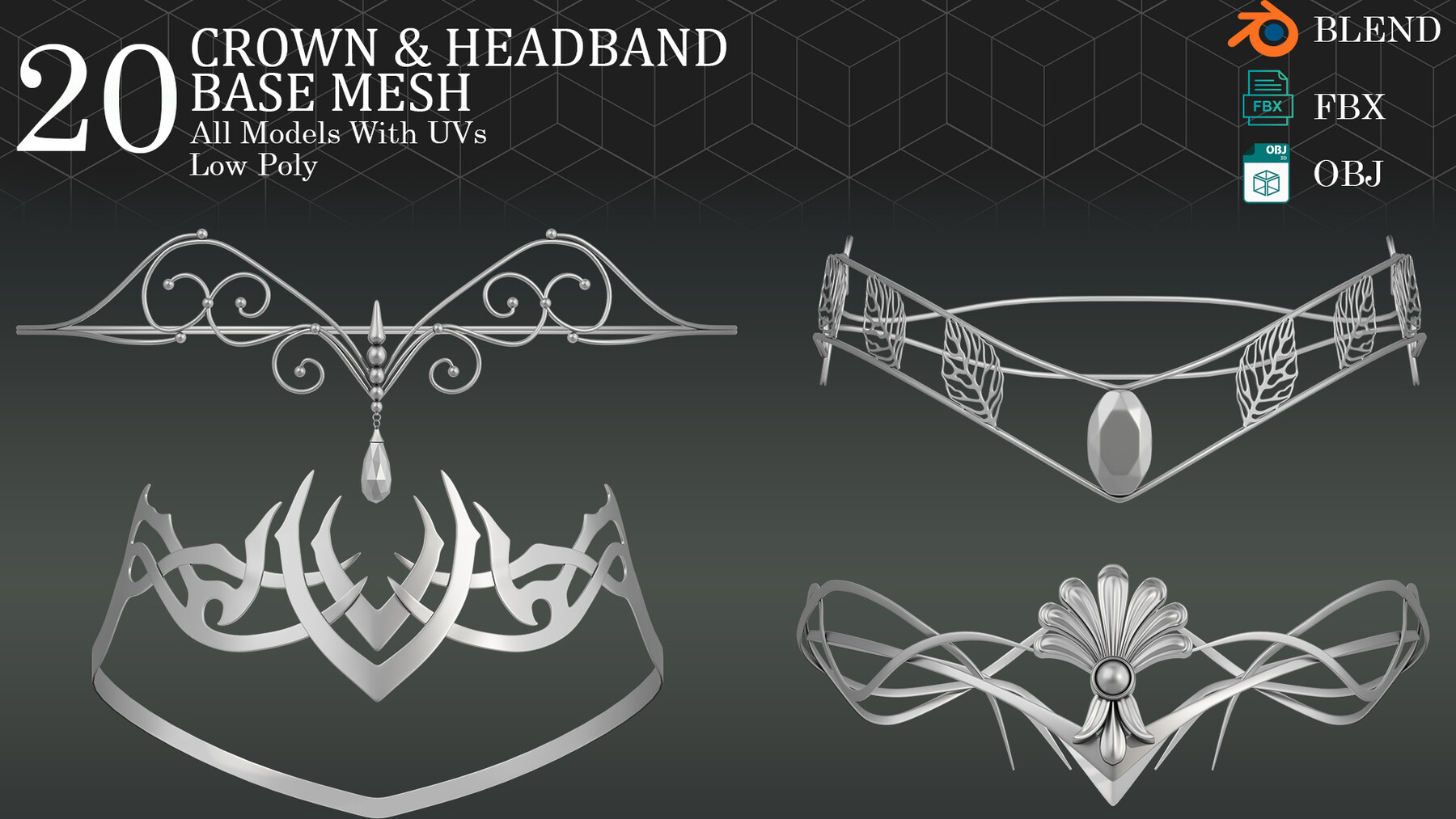 ArtStation - 20 CROWN & HEADBAND - BASE MESH | Game Assets