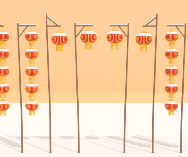 ArtStation - Chinese Tall Paper Lantern With Snow 3D model | Resources