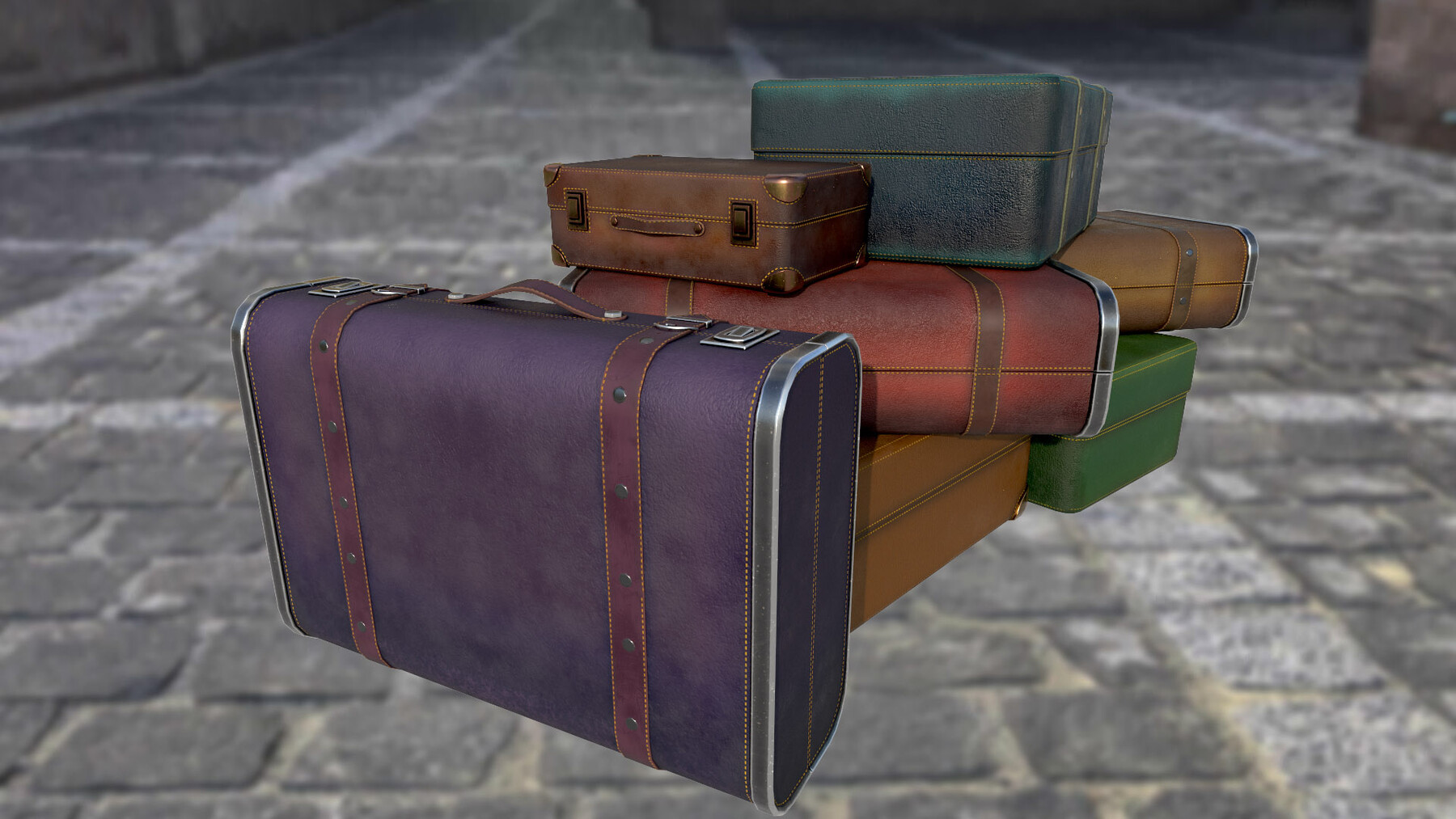 ArtStation - Travel bag suitcase briefcase PBR game ready Low-poly 3D ...