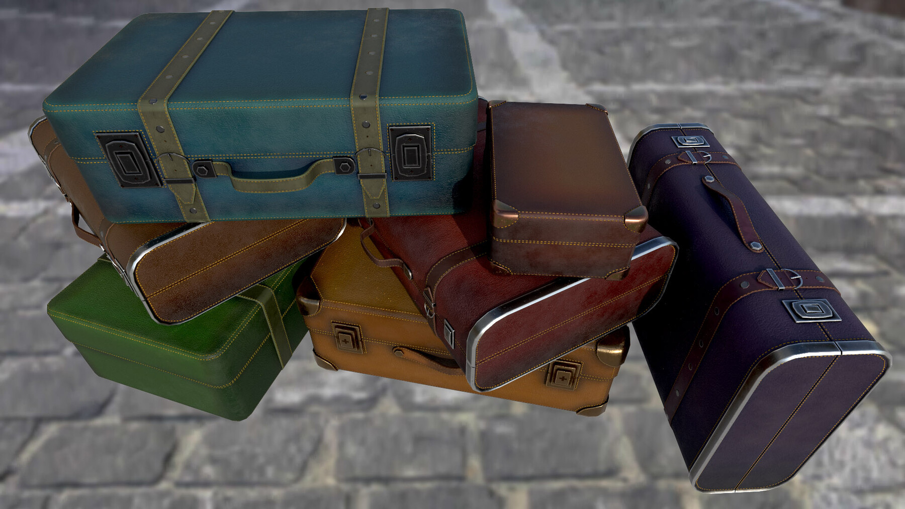 ArtStation - Travel bag suitcase briefcase PBR game ready Low-poly 3D ...