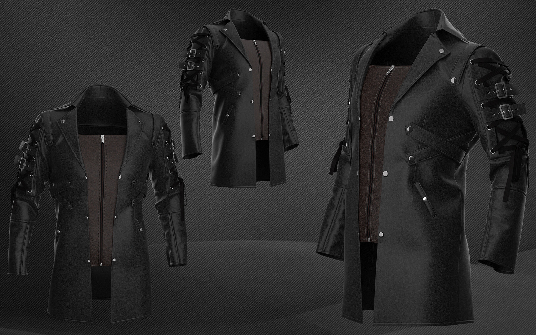 ArtStation - Mens steampunk leather trench coat | Game Assets