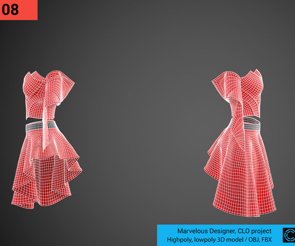 ArtStation - Dress 08 - Marvelous Designer, CLO project. | Resources