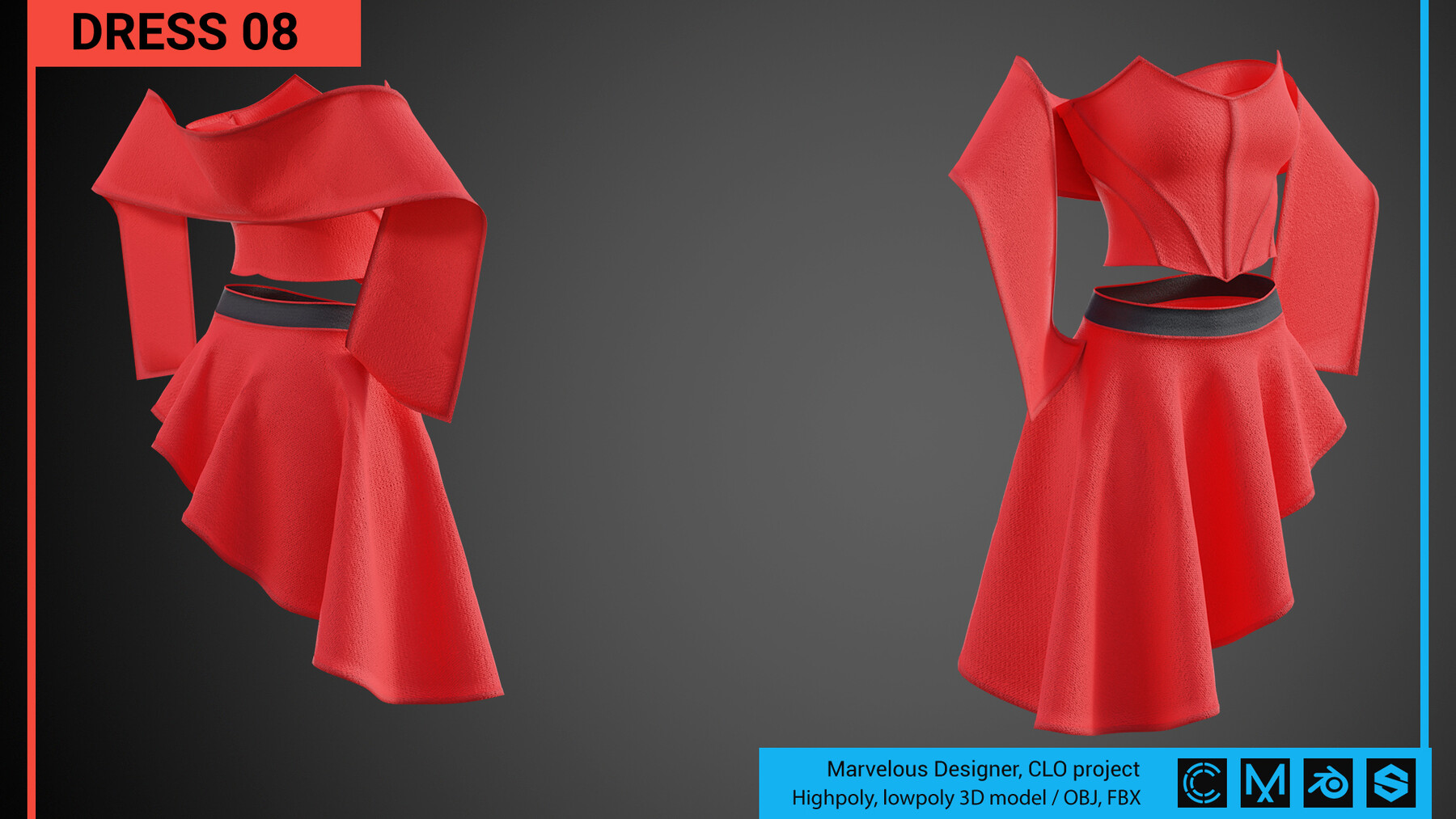 ArtStation - Dress 08 - Marvelous Designer, CLO project. | Resources