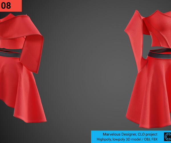 ArtStation - Dress 08 - Marvelous Designer, CLO project. | Resources