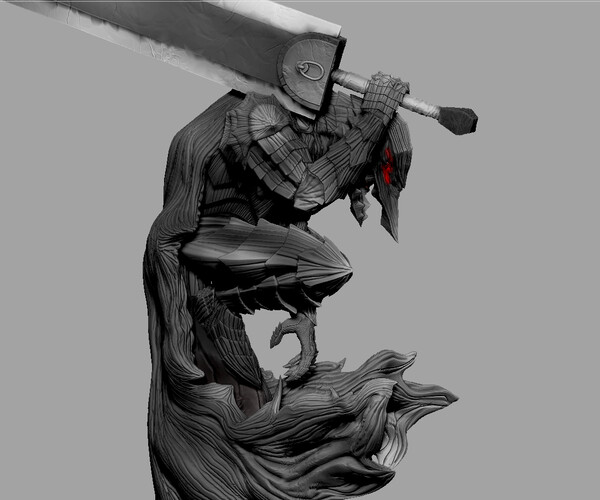 ArtStation - BERSERK GUTS ON EDGE FANTASY ANIME SWORD CHARACTER 3D ...