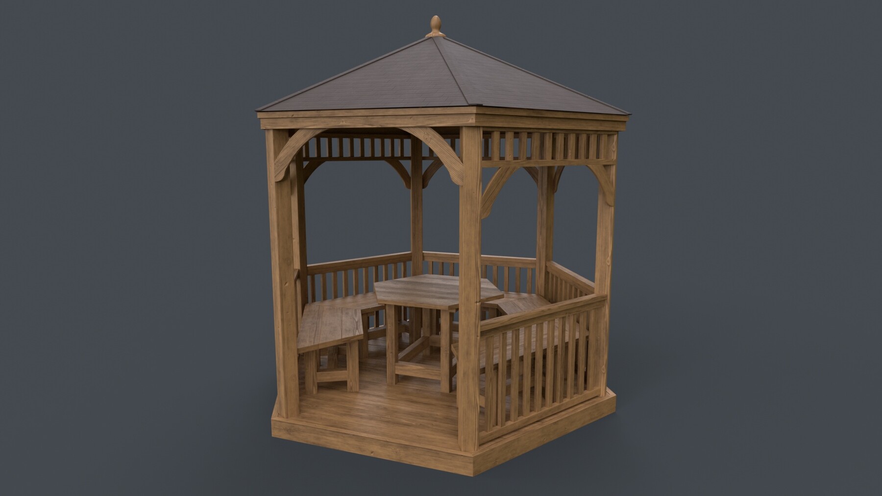 ArtStation - PBR Wooden Pergola Gazebo D3 | Game Assets