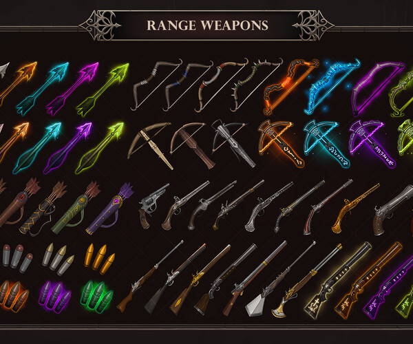 ArtStation - 500 Weapon Icons vol.2 | Game Assets