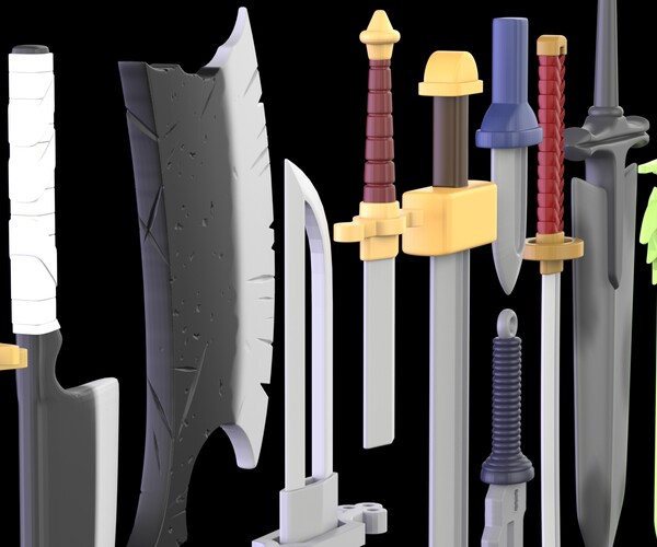 ArtStation - Anime stylized weapons / swords ztool and .obj pack 2 ...