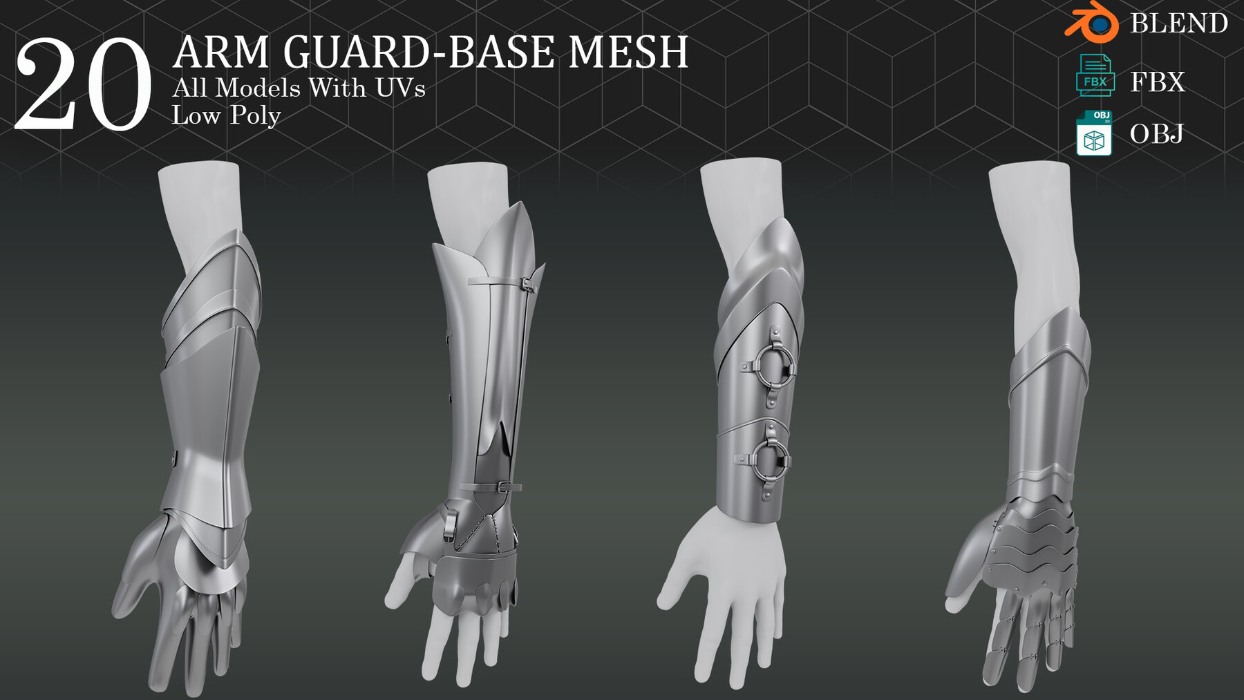 ArtStation - 20 Arm Guard - Base Mesh | Game Assets