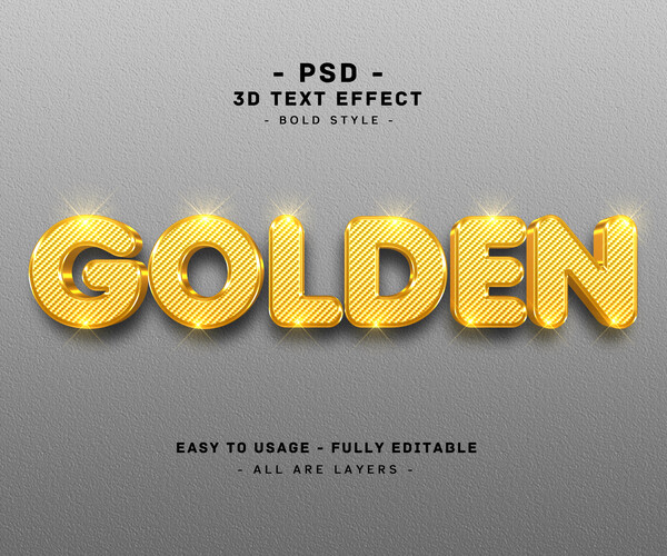 ArtStation - Golden PSD fully editable text effect. Layer style PSD ...