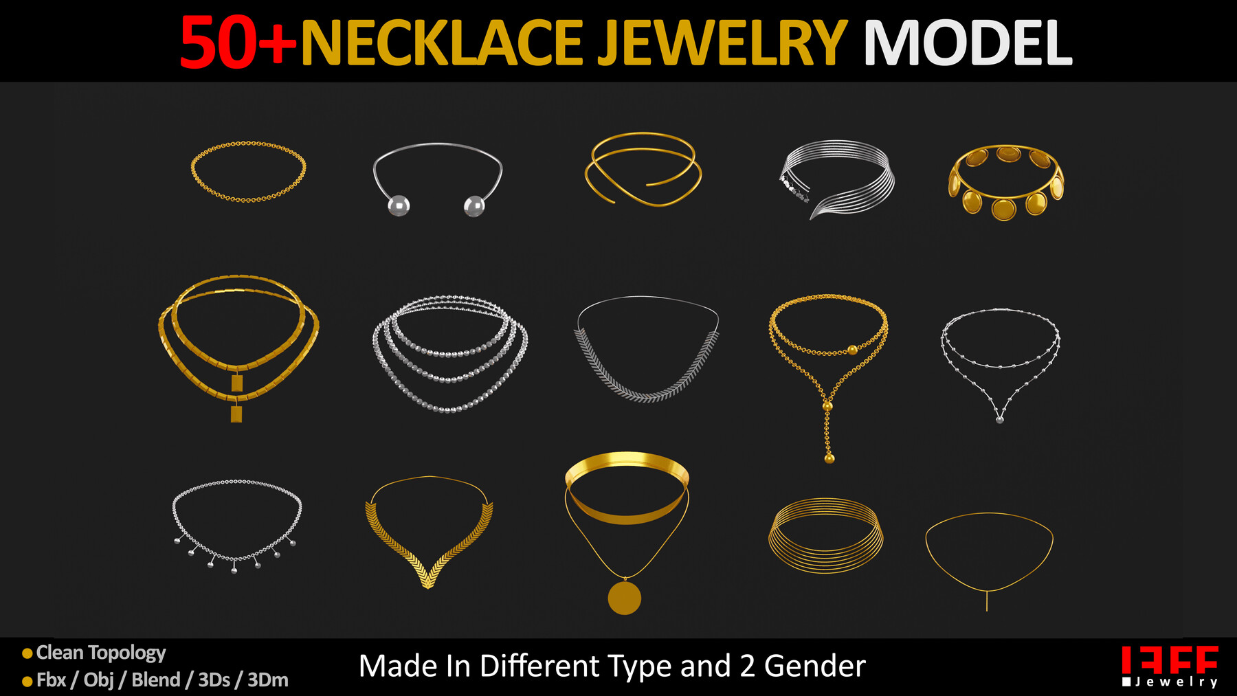 ArtStation - 50+ NECKLACE JEWELRY MODELS | Game Assets