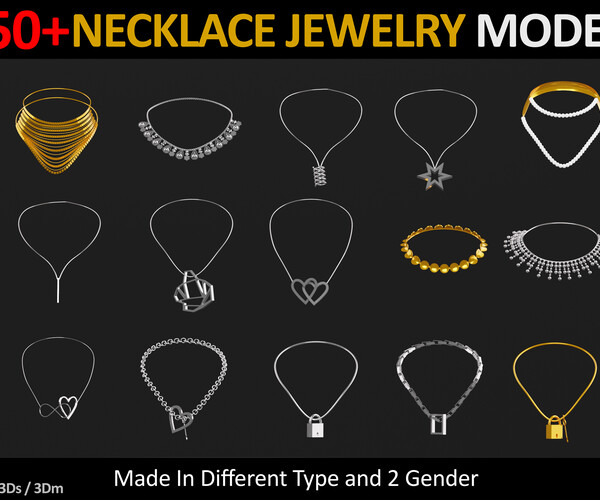 ArtStation - 50+ NECKLACE JEWELRY MODELS | Game Assets