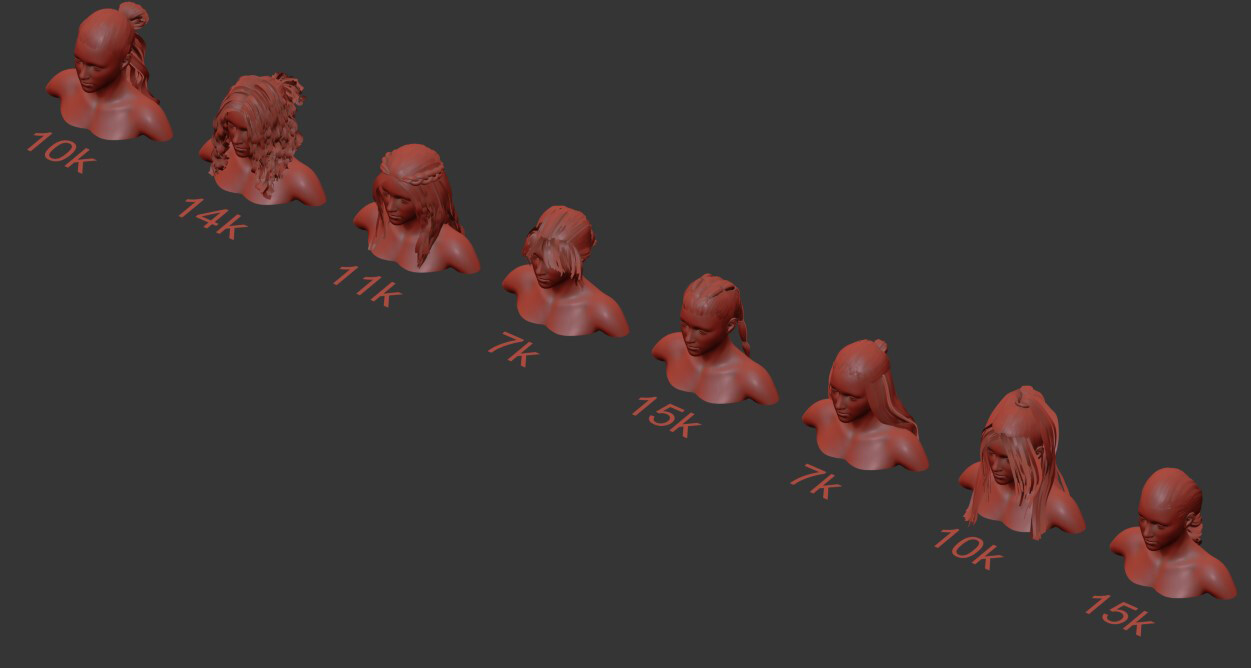 ArtStation - Low Poly game ready haircard bundle vol4 (max fbx obj) | Game Assets