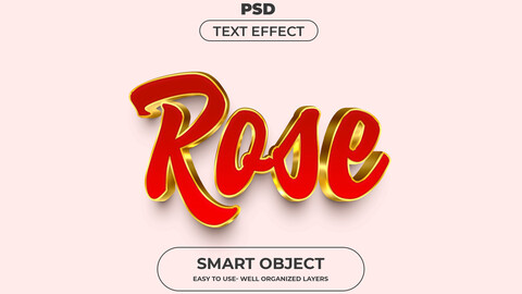 ArtStation - 3D Rose. PSD fully editable text effect. Layer style PSD ...