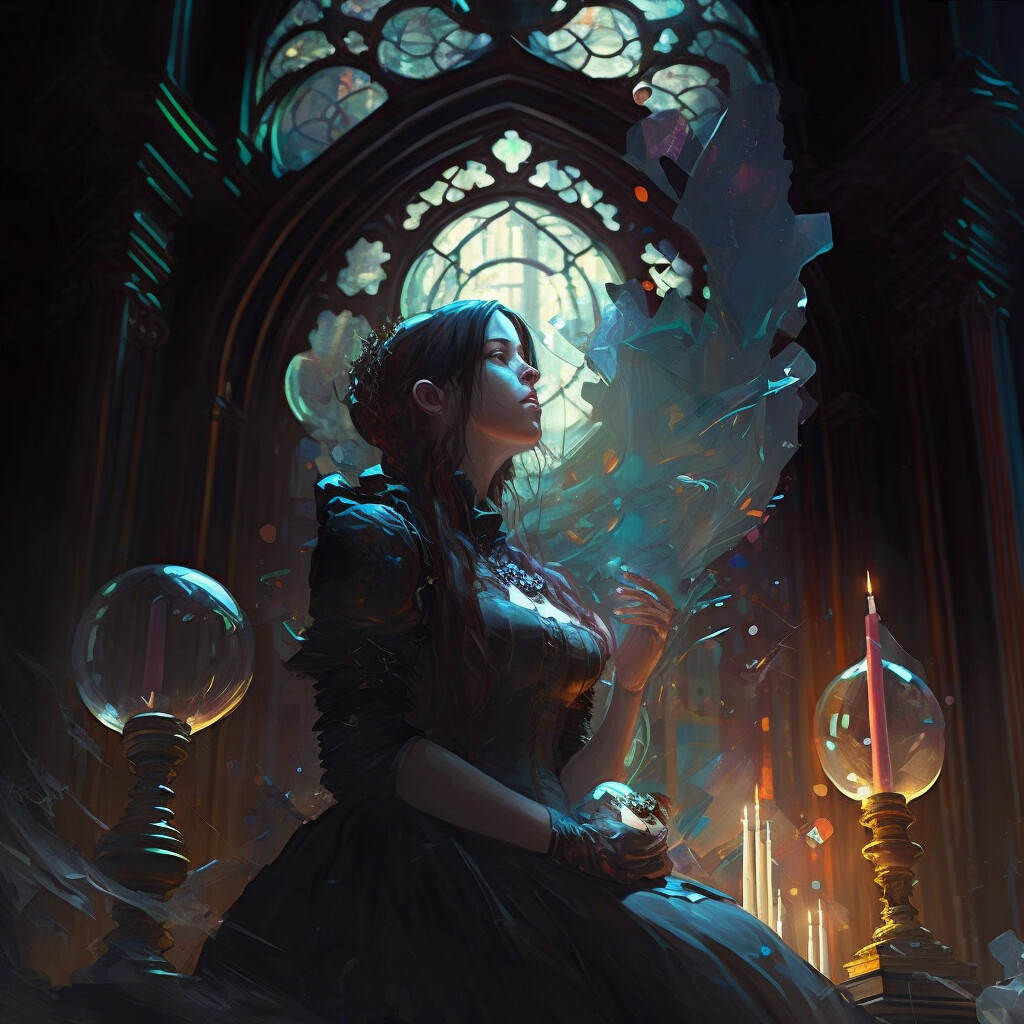 ArtStation - Gothic Elegance: Young Woman in Black Dress and Pearls 8 ...