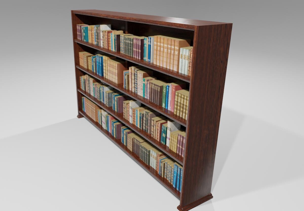 ArtStation - Old Wood Bookcase - Library - Estante de Livros Low-poly 3D model | Game Assets