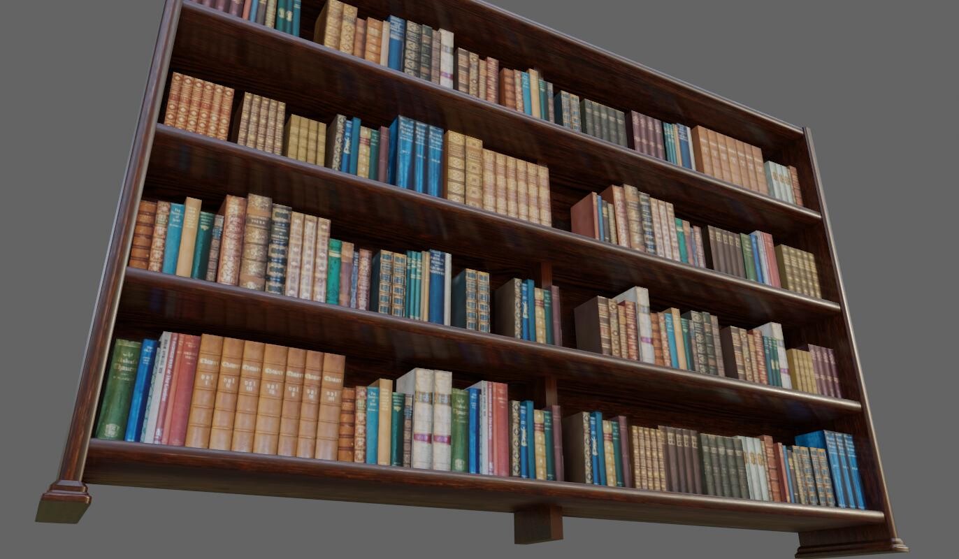 ArtStation - Old Wood Bookcase - Library - Estante de Livros Low-poly ...