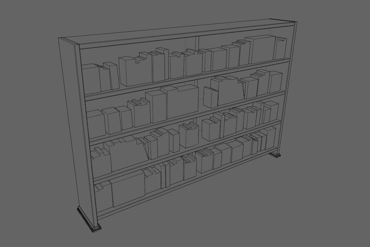 ArtStation - Old Wood Bookcase - Library - Estante de Livros Low-poly 3D model | Game Assets