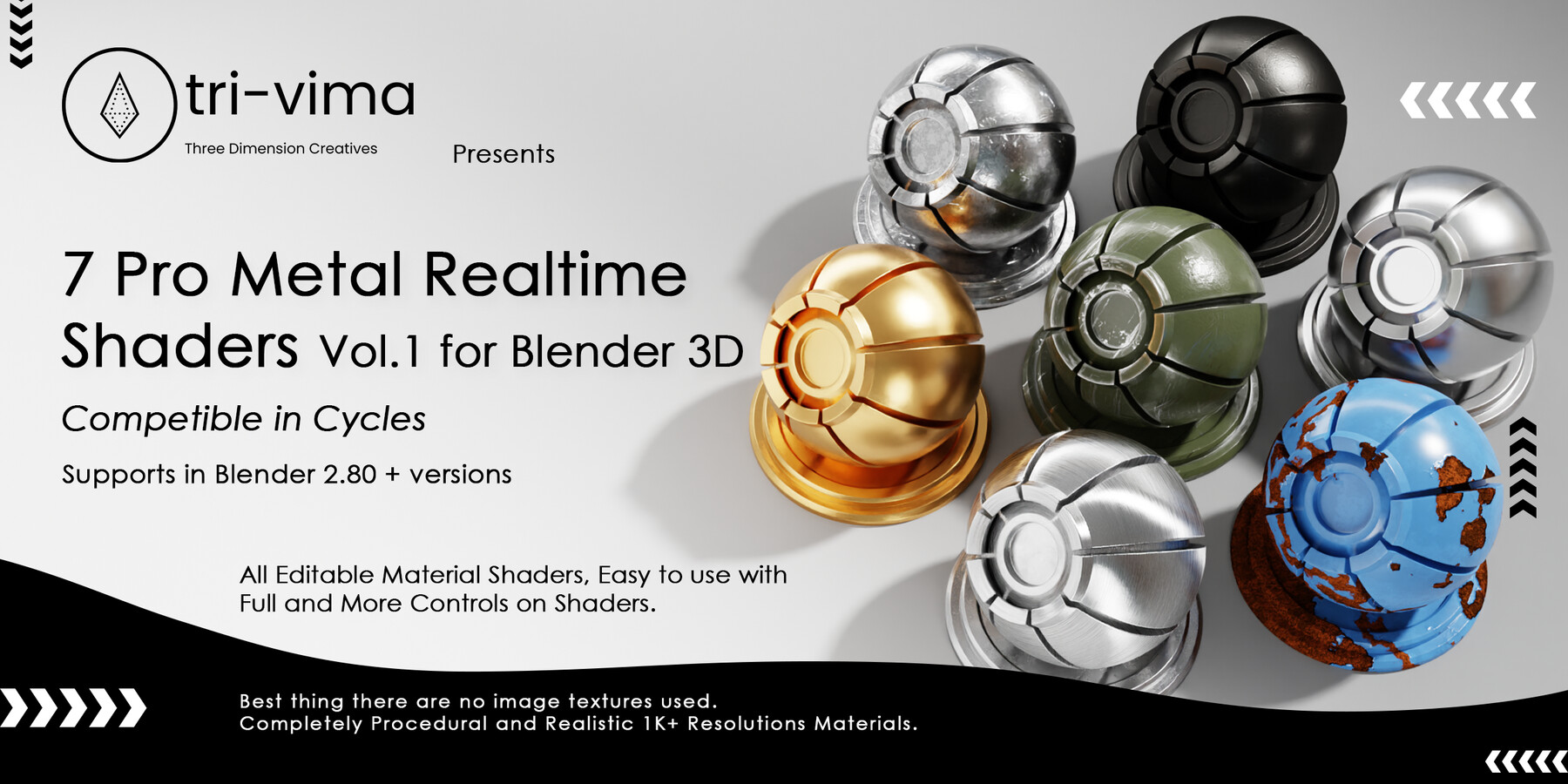 ArtStation - 7 Pro Realtime Metal Shaders Vol.01 in Blender | Resources