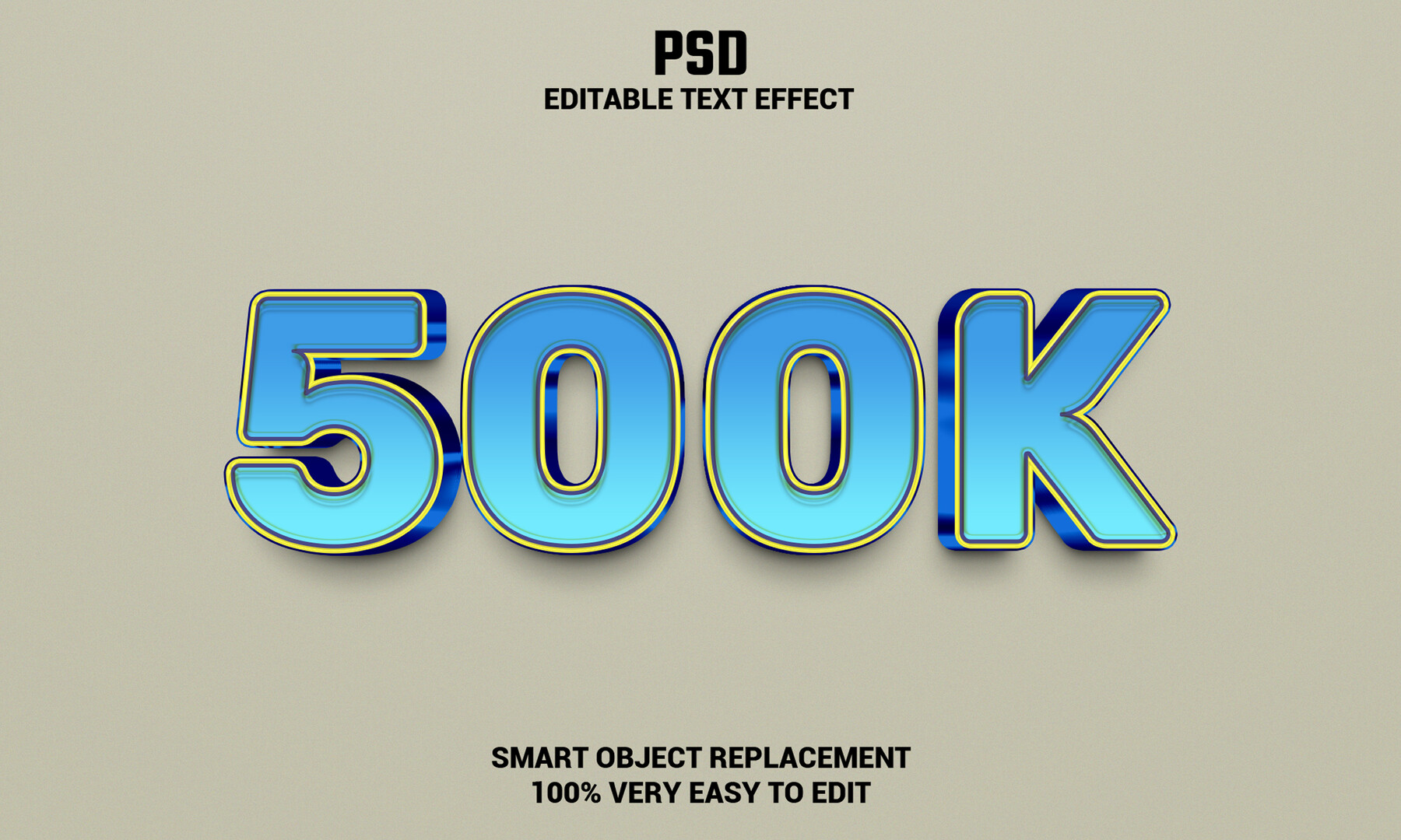 ArtStation - 3D 500K. PSD fully editable text effect. Layer style PSD ...