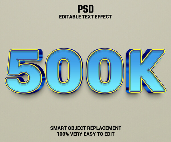 ArtStation - 3D 500K. PSD fully editable text effect. Layer style PSD ...