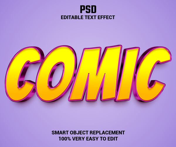 ArtStation - 3D Comic. PSD fully editable text effect. Layer style PSD ...