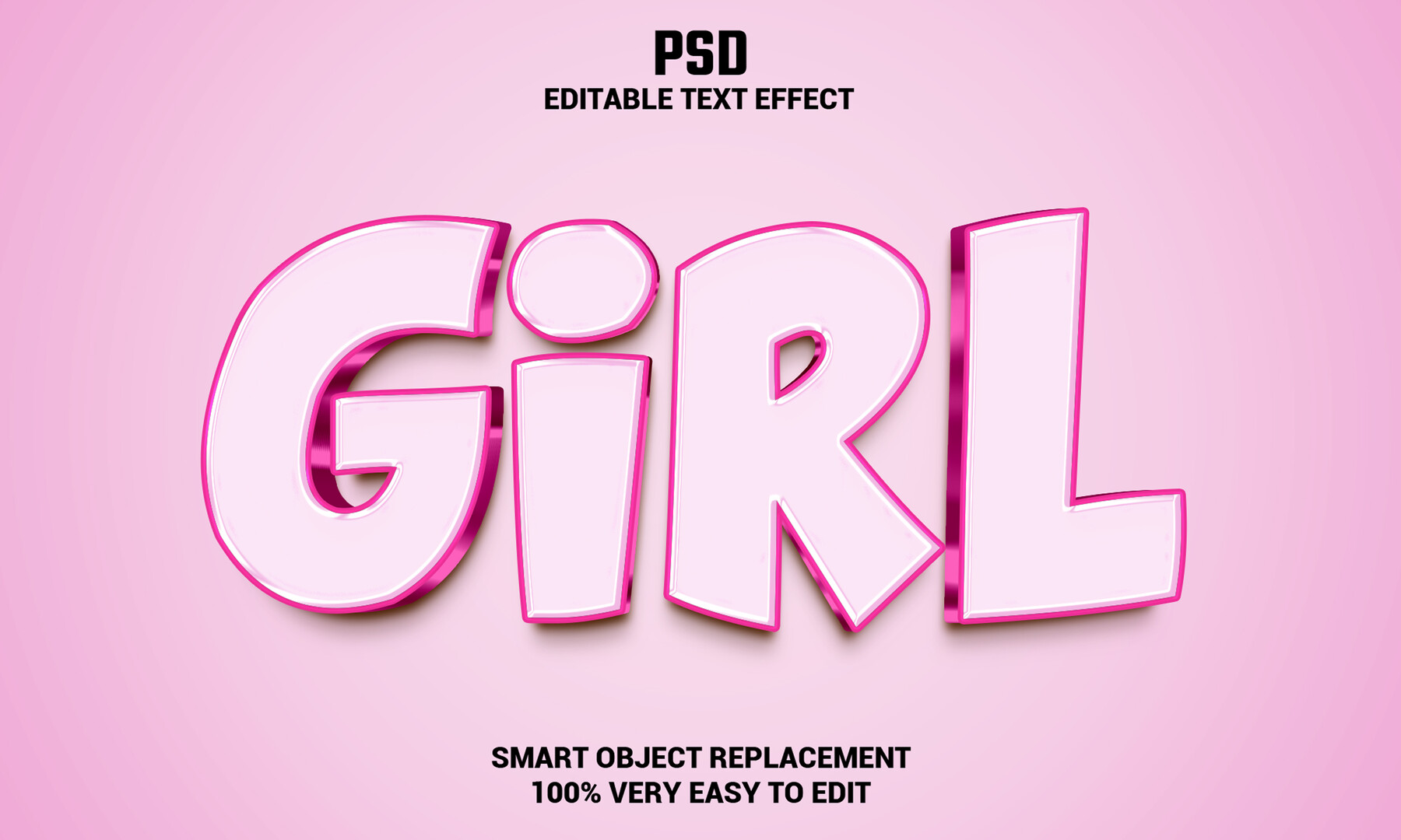 ArtStation - 3D Girl. PSD fully editable text effect. Layer style PSD ...