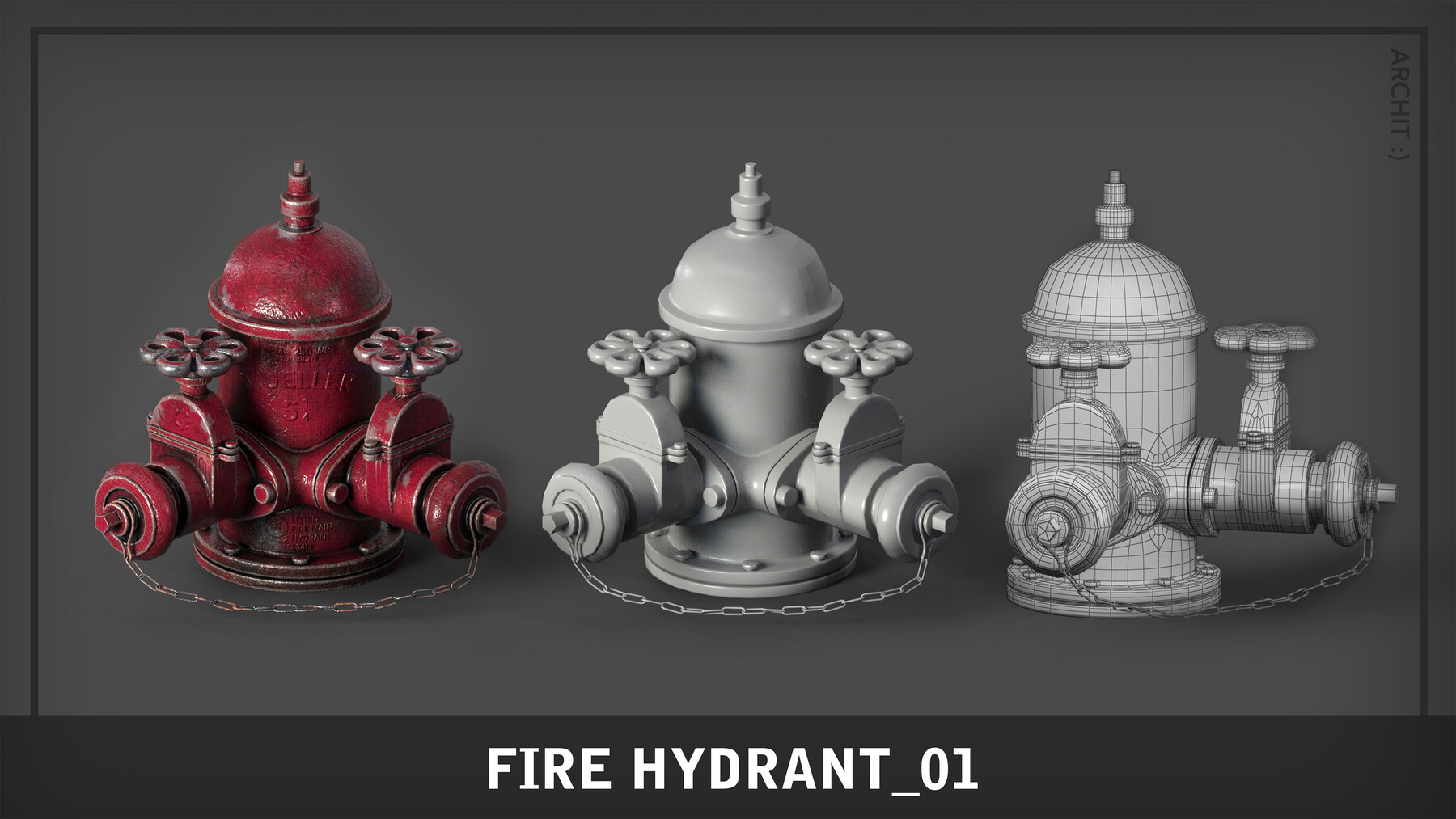 ArtStation - 7 Fire Hydrant + Material | Game Assets