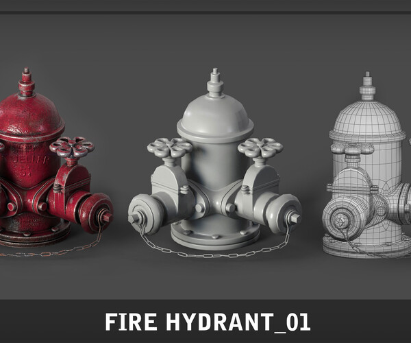 ArtStation - 7 Fire Hydrant + Material | Game Assets