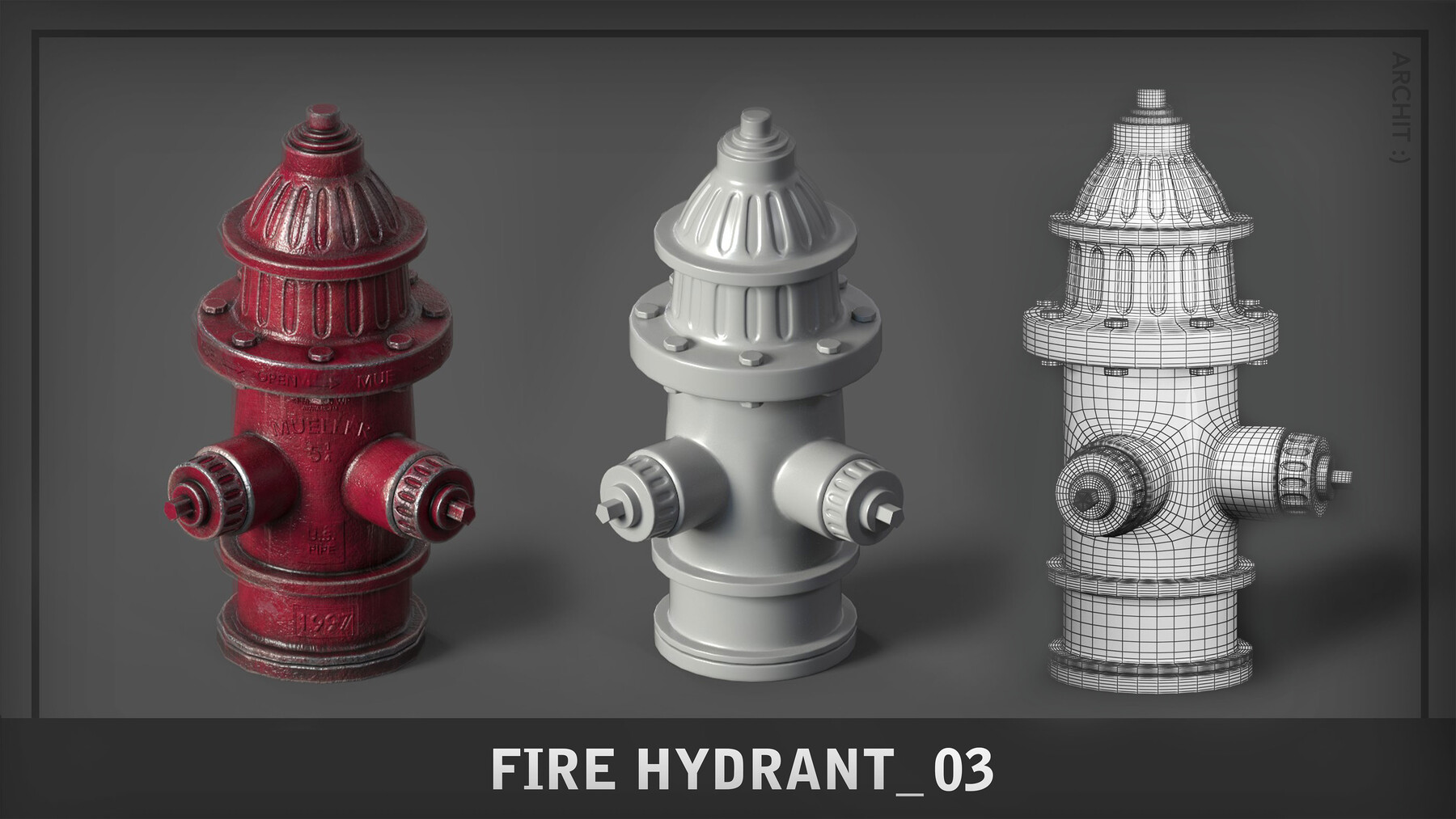 ArtStation - 7 Fire Hydrant + Material | Game Assets