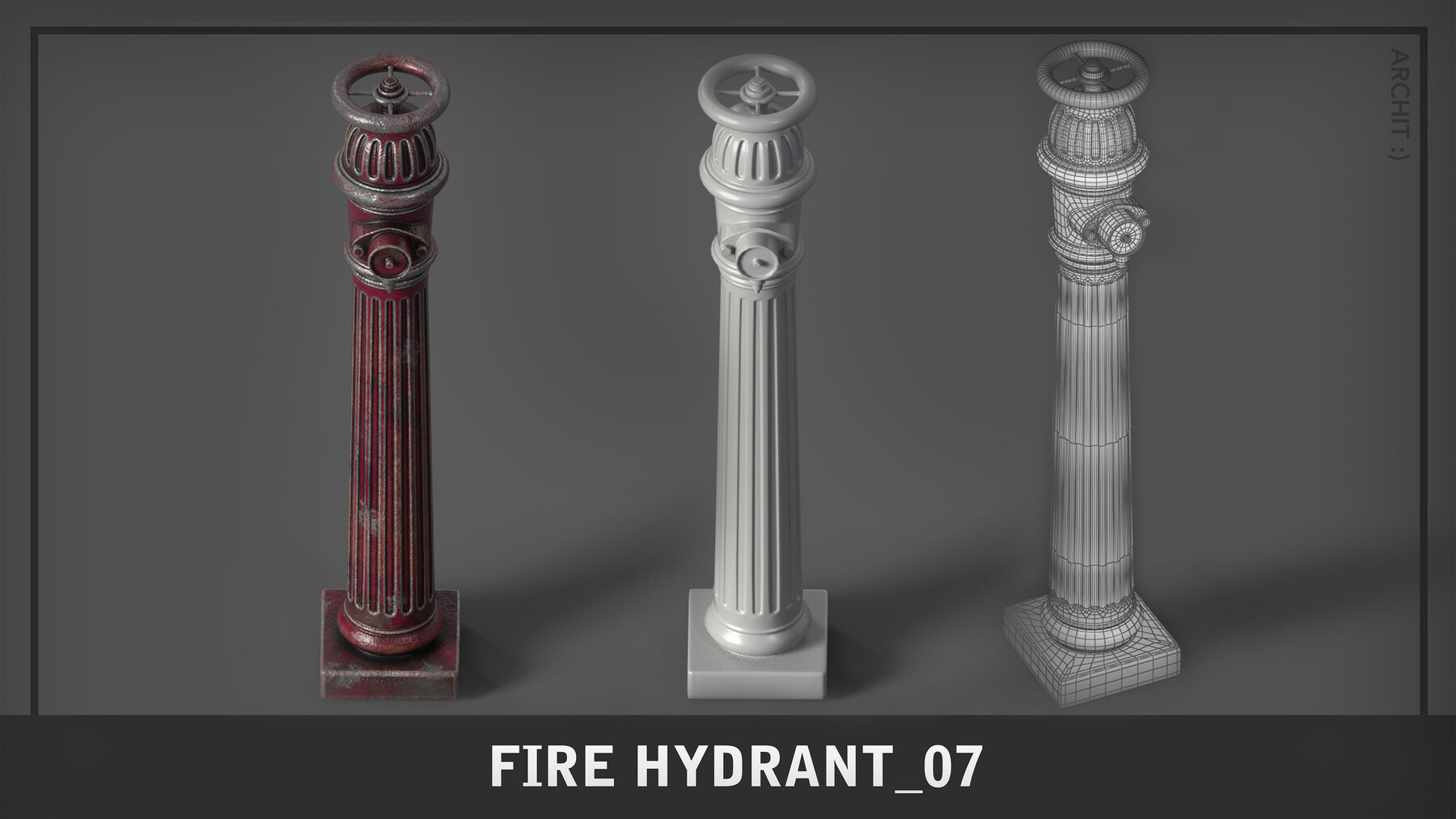 ArtStation - 7 Fire Hydrant + Material | Game Assets