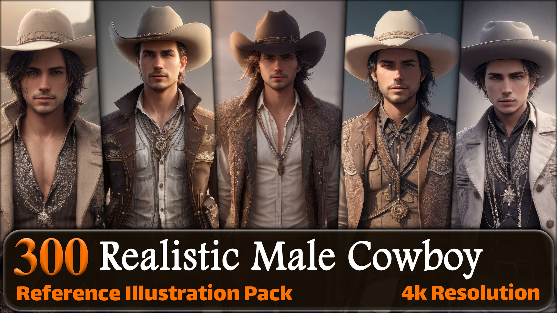 ArtStation - 300 Realistic Male Cowboy Reference Pack | 4K | v.2 | Artworks