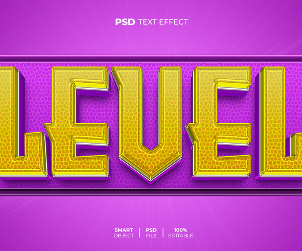ArtStation - 3D Level. PSD fully editable text effect. Layer style PSD ...